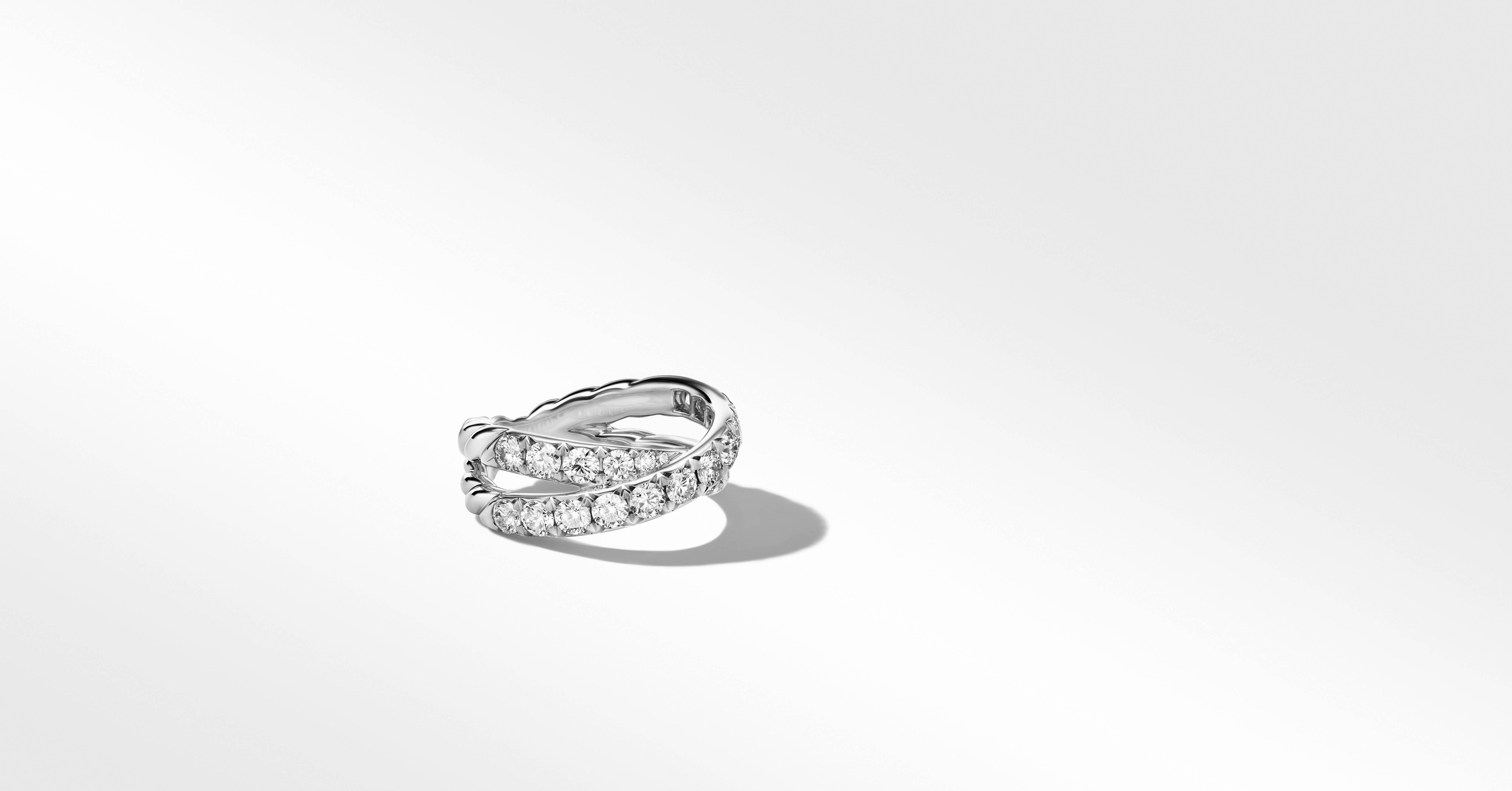 DY Crossover® Band Ring in Platinum with Diamonds, 8.2mm | David Yurman